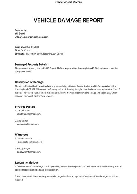 FREE Damage Report Templates Edit Download Template Net