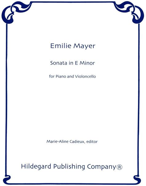 Sonate E Moll Für Violoncello Und Klavier