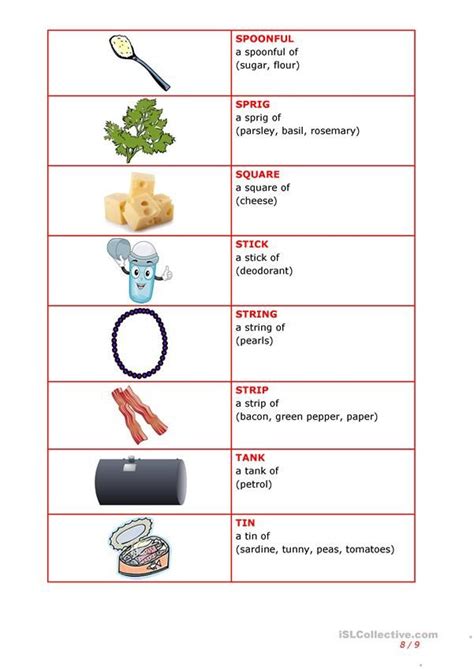 Containers English Esl Worksheets Paper Tanks