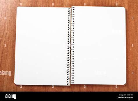 Open Exercise Book Closeup On Wooden Background Stock Photo Alamy