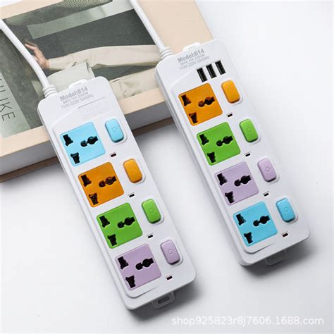 Universal Power Strip Extension Plug With 4 Usb Ports 4 Power Socket Charger Fast Charging 2m Uk