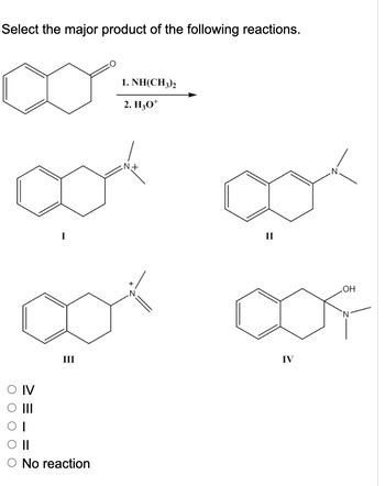 Answered Select The Major Product Of The Following Reactions O O O