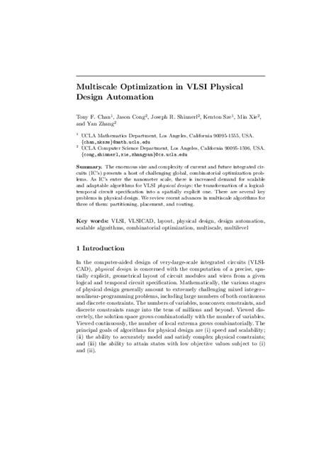 Pdf Multiscale Optimization In Vlsi Physical Design Automation