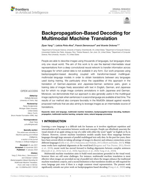 Pdf Backpropagation Based Decoding For Multimodal Machine Translation