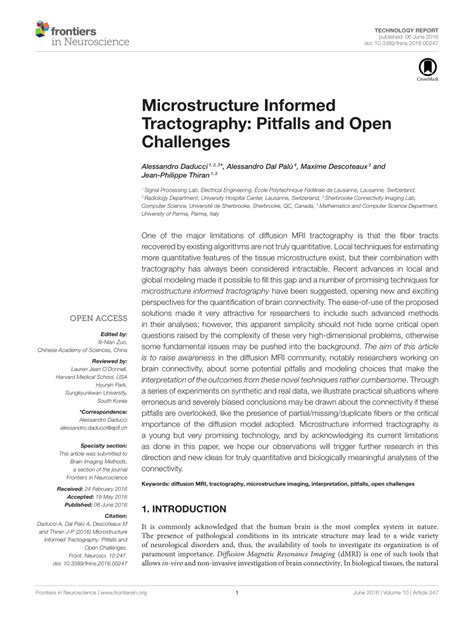 PDF Microstructure Informed Tractography Pitfalls And Open Challenges