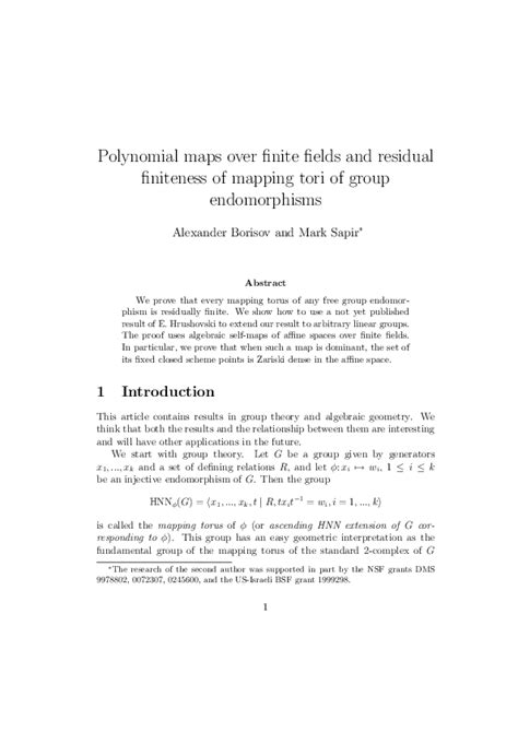 Pdf Polynomial Maps Over Finite Fields And Residual Finiteness Of