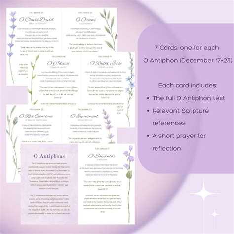 O Antiphons Of Advent Printable Christian Prayers Scripture Cards Bible