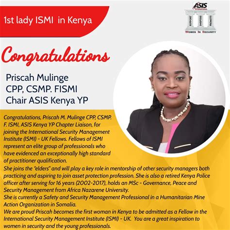 Securitymanagement Womeninsecurity Womeninsafety Priscah M Mulinge Msc Cpp® Csmp®f Ismi