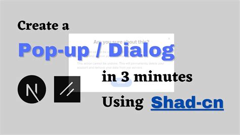Create A Dialog Pop Up Within 3 Minutes Using Shad Cn Nextjs Youtube