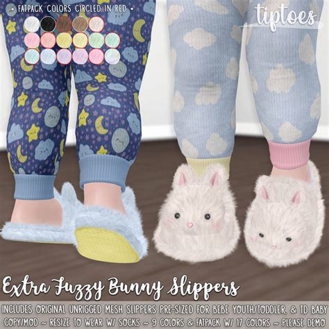 Second Life Marketplace Tiptoes Extra Fuzzy Bunny Slippers Demo