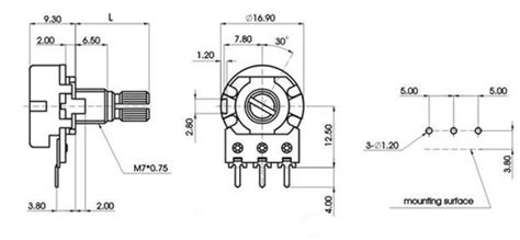 6 15mm Linear Rotary Potentiometer 10 KΩ Electronics Passive Elements Potentiometers