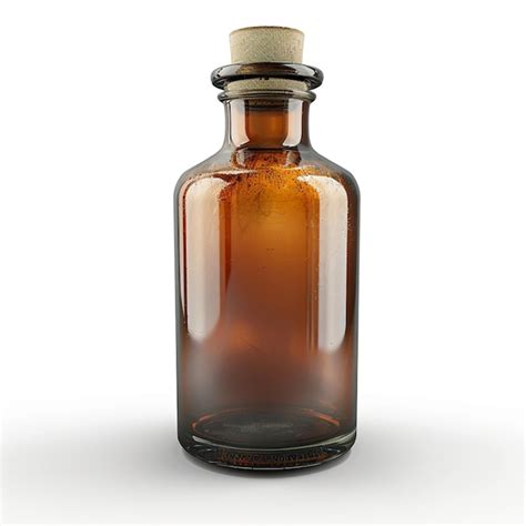 A Small Bottle Of Amber Colored Liquid Sits On A White Background