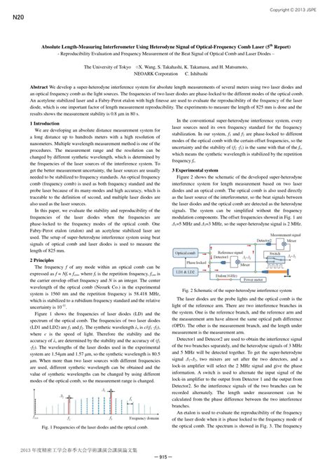 Pdf Absolute Length Measuring Interferometer Using Heterodyne Signal Of Optical Frequency Comb