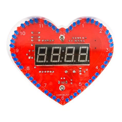 Diy Heart Shaped Digital Led Clock Kit Module Alarm Electronic Soldering Board Eur 11 89