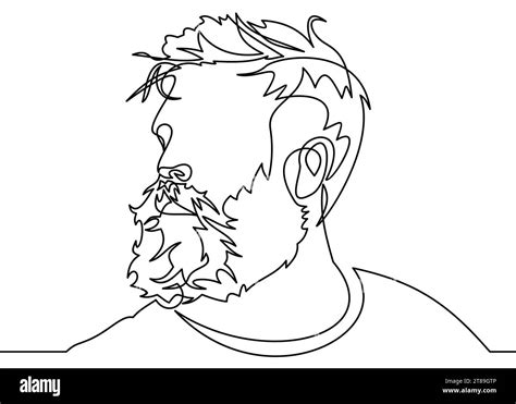 Continuous One Line Drawing Of Man Portrait Hairstyle Fashionable Men
