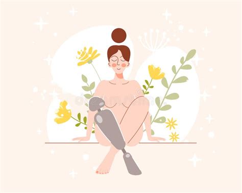 Beautiful Young Girl With Prosthesis Vector Character With Prosthetic