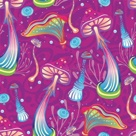 Seamless Pattern With Magic Mushrooms Stock Illustration Illustration Of Psychedelic Pattern
