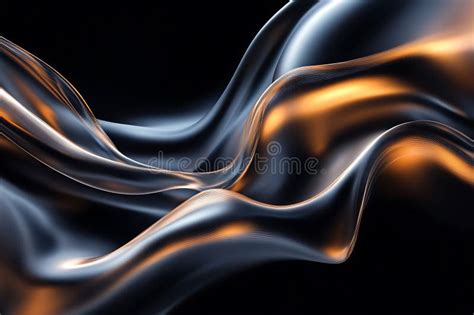 Abstract Metallic Wave With Flowing Dark And Gold Hues Stock Illustration Illustration Of