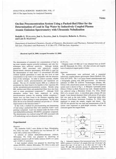Pdf Flow Injection System For The On Line Preconcentration Of Pb By Cloud Point Extraction