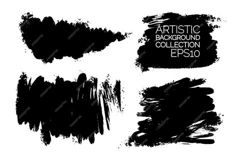 Premium Vector Set Of Brush Strokes Abstract Black Spots On White Background Artistic Backgrounds