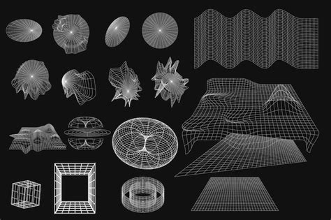 Premium Vector Set Of Wireframe Geometric Shapes In Various Shapes On