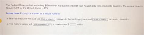 Solved The Federal Reserve Decides To Sell 100 Million In