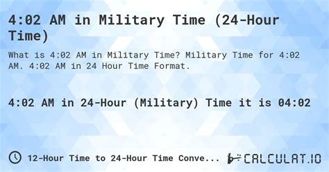 4 02 AM In Military Time 24 Hour Time Calculatio