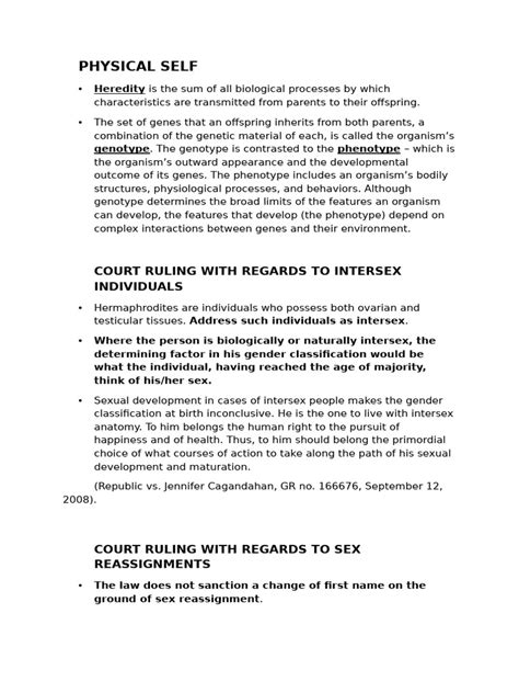 Physical Self Pdf Puberty Intersex