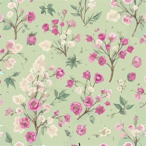 Premium Vector Seamless Patterns Of Flowers And Trees And Repeating