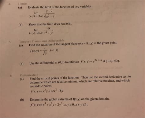 Solved Limits Evaluate The Limit Of The Function Of Two Chegg Com