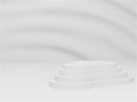3d белый подиум с волнистым фоном стены Премиум фото