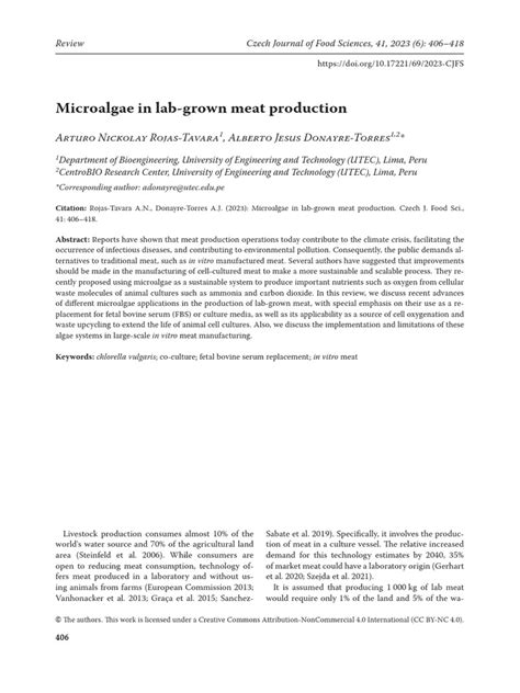 Microalgae In Lab Grown Meat Production Download Free Pdf Cell
