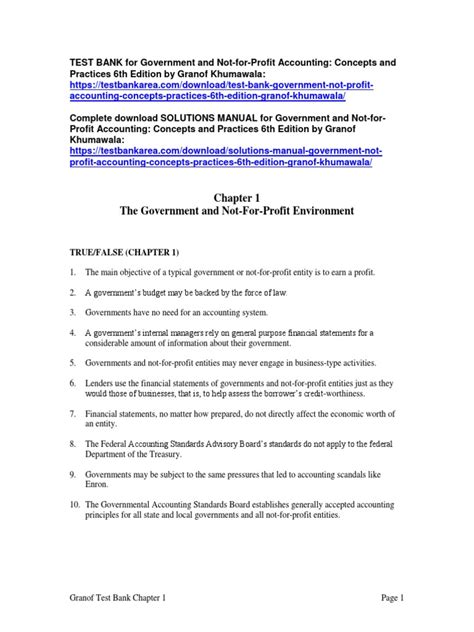 An Overview Of Accounting Concepts And Practices For Government And Not