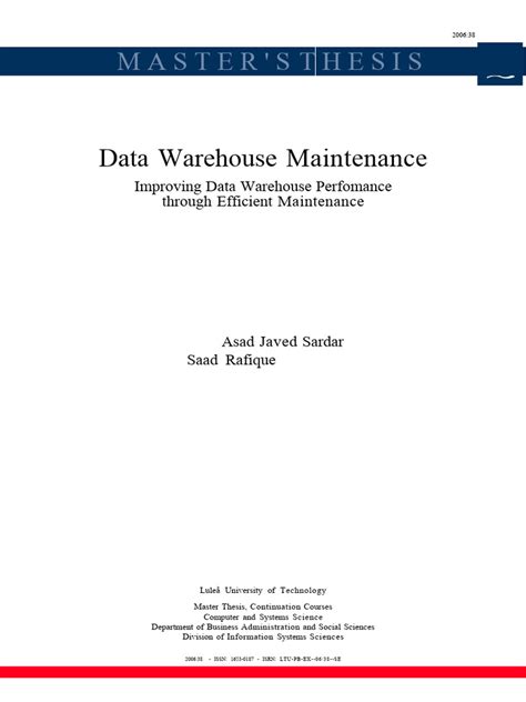 Data Warehouse Maintenance Plan Pdf Data Warehouse Databases
