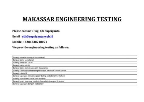 Bali Engineering Testing Ppt