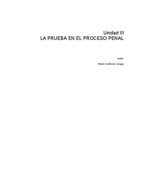 Pdf Unidad Iii La Prueba En El Proceso Penal