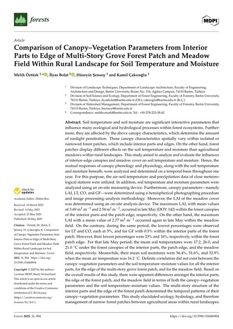 Pdf Comparison Of Canopyvegetation Parameters From Interior Parts To