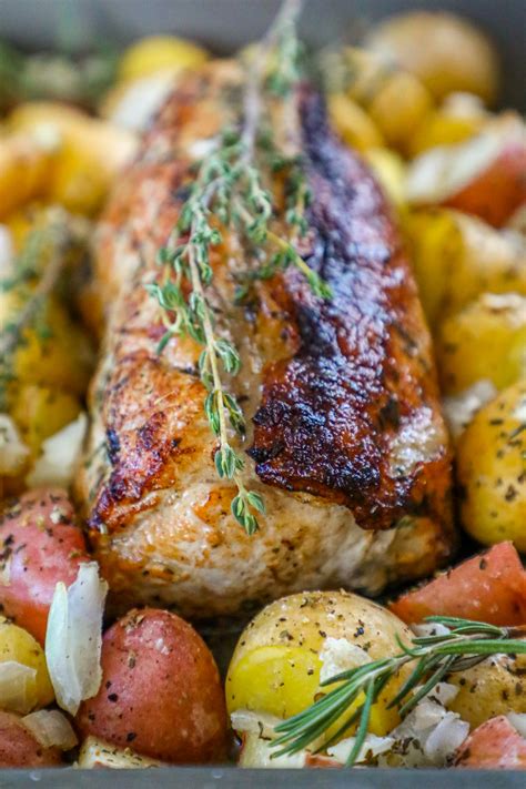Garlic Herb Butter Baked Pork Loin And Potatoes Sweet Cs Designs