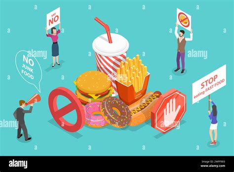 Stop Eating Junk Food Fast Food Danger No Health Risk Nutrition 3d