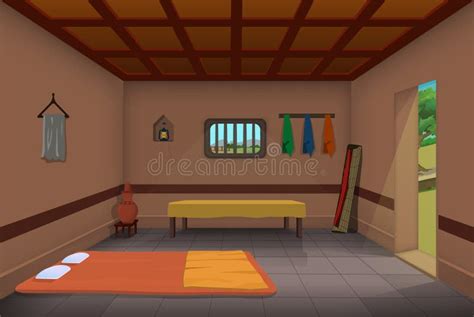 Village Room Inside Cartoon Background Vector Artwork Poor Room
