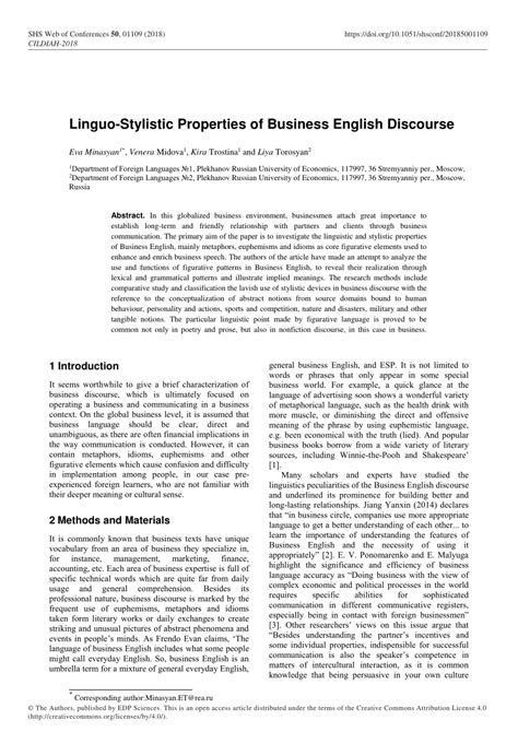Pdf Linguo Stylistic Properties Of Business English Discourse