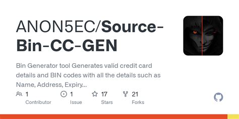 GitHub ANON5EC Source Bin CC GEN Bin Generator Tool Generates Valid Credit Card Details And