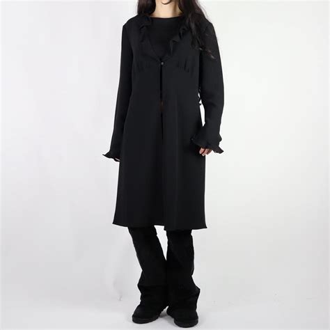 Vintage 90s Long Flowy Black Cardigan Brand Evan Depop