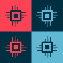 Pop Art Line Computer Processor Royalty Free Vector Image