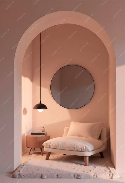 3d рендеринг дизайна интерьера минимальная концепция Ai сгенерированное изображение