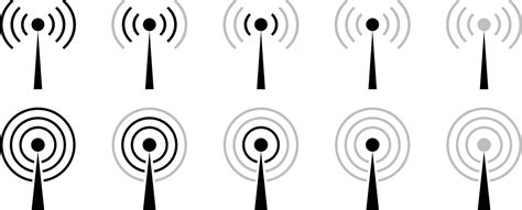 Set Of Mobile Network Antenna Signal Icon Phone Internet Antenna