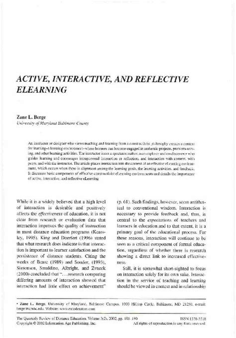 Pdf Active Interactive And Reflective Elearning