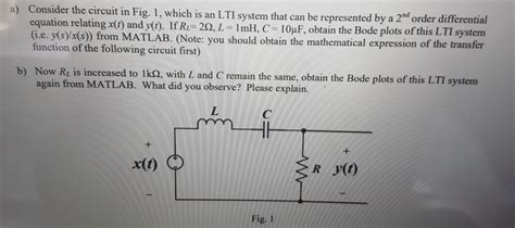 Solved A Consider The Circuit In Fig 1 Which Is An Lti