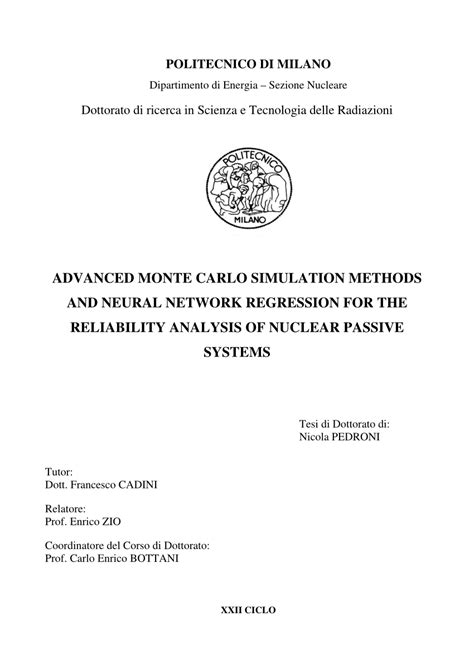 pdf advanced monte carlo simulation methods and neural network