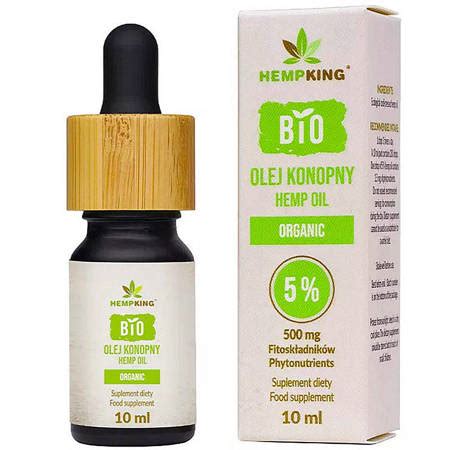 BIO Olej Konopny CBD 5 ORGANIC 10ml HEMP KING 500mg CBDA CBC CBGA CBG